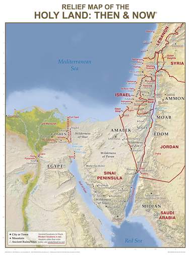 Relief Map of the Holy Land: Then and Now Wall Chart – CFaithS