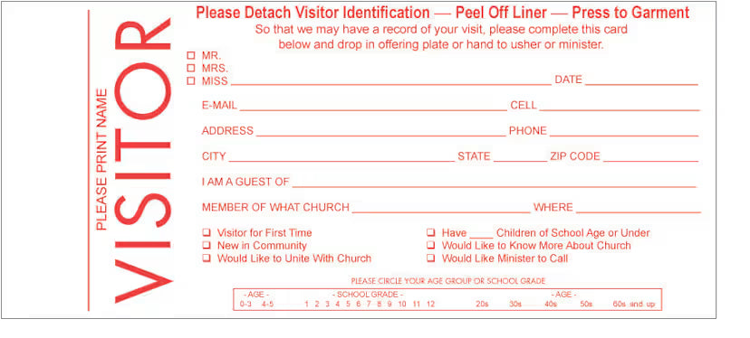 Visitor Card with Detachable Name Tag – CFaithS