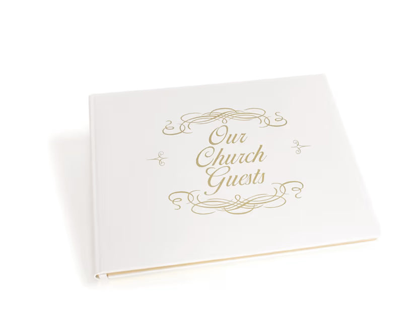 Church Guest Book - Large White Bonded Leather: Psalm 122:1 (KJV) – CFaithS