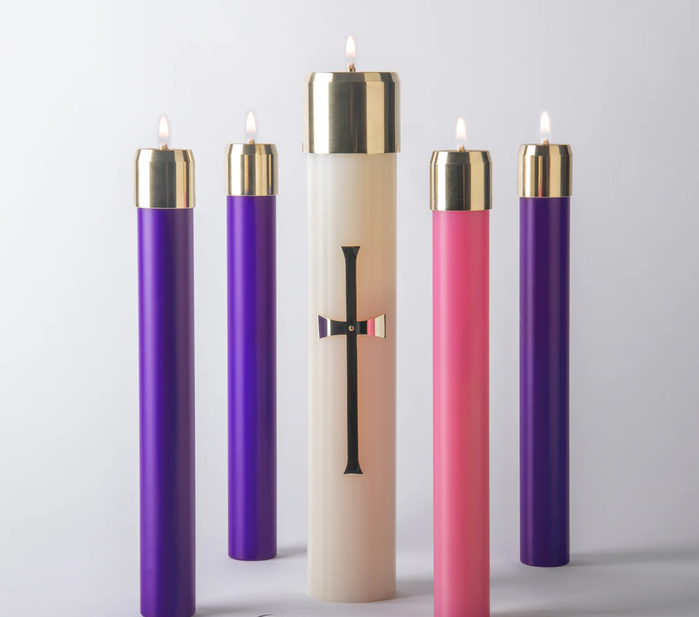 Refillable Advent Oil Candle Set | 3 Purple, 1 Rose | 7/8″ × 12″ or 1 ...