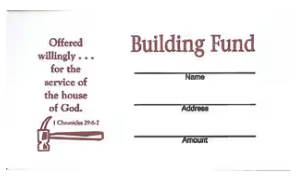 Offering Envelope: Building Fund featuring 1 Chronicles 29:6-7 (KJV ...