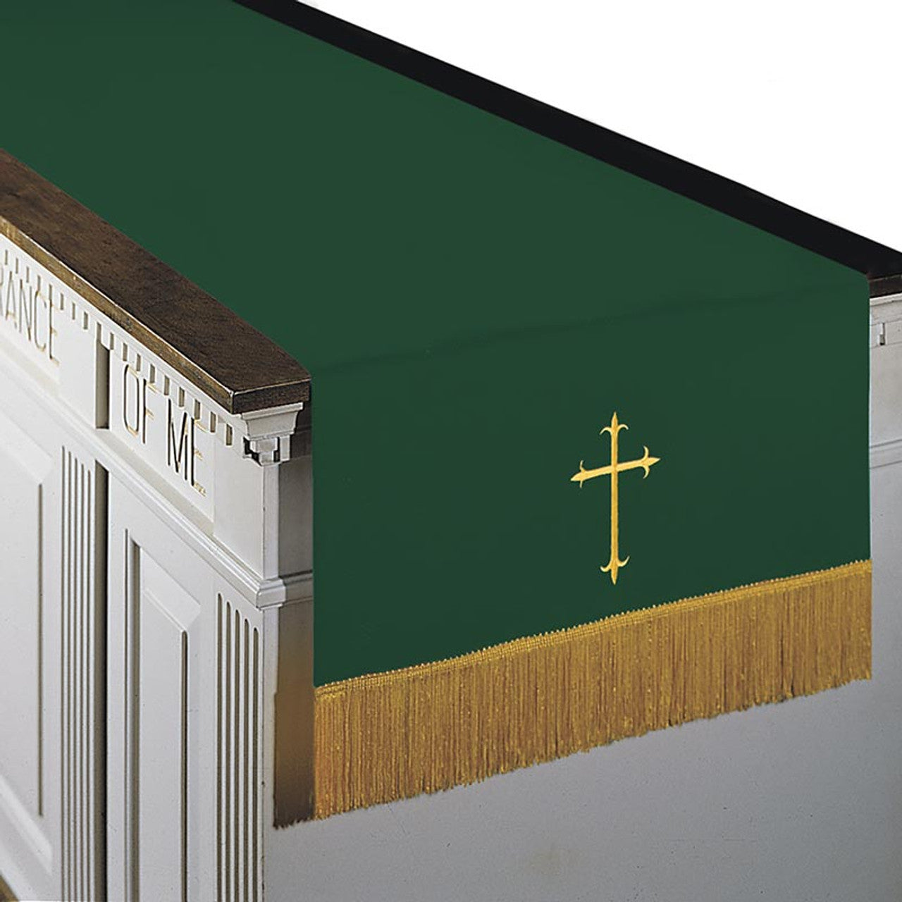 Reversible Fleur-de-Lis Cross Communion Table Runner - Hunter Green/Pu ...