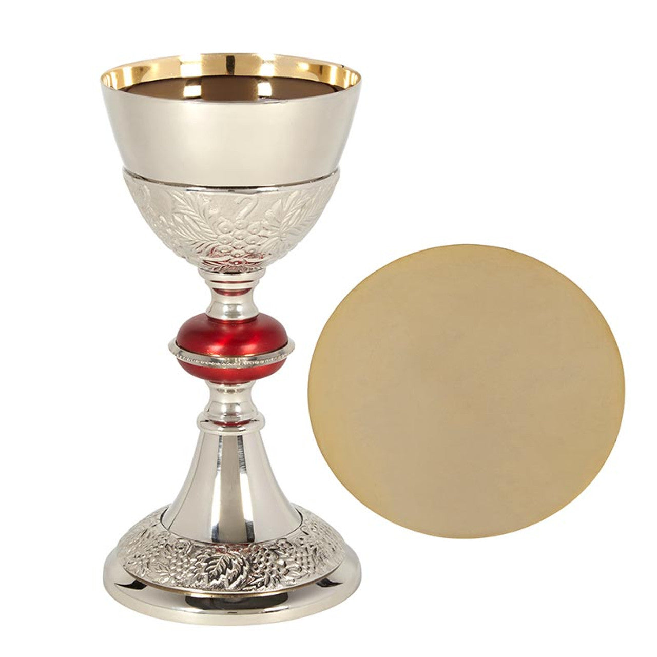 Grape Patterned with Red Node Chalice and Paten Set – CFaithS