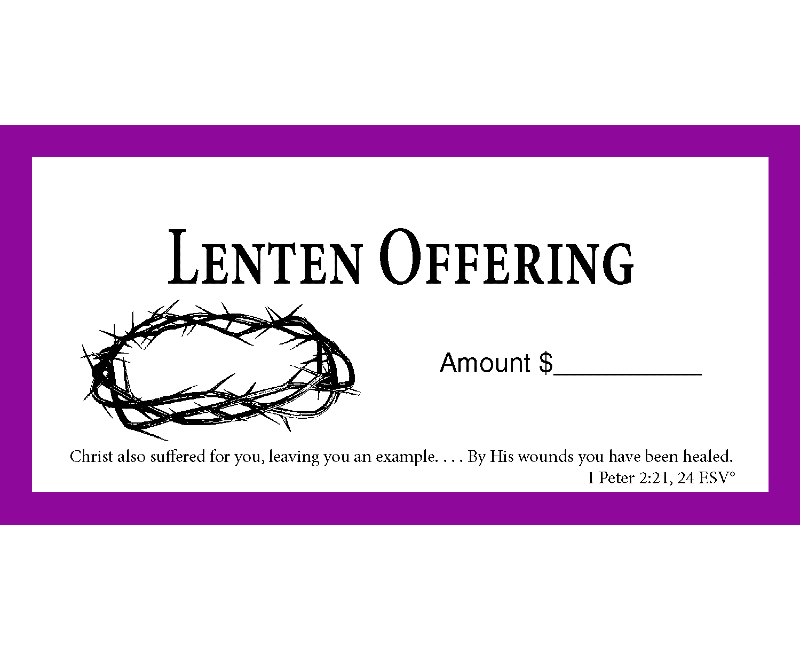 Dollar/Check Size Lenten Offering Envelope – CFaithS
