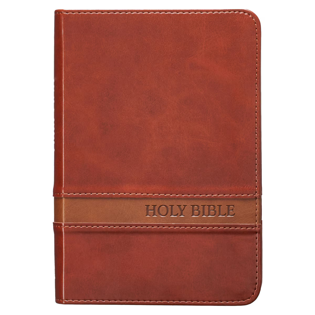 Two-tone Brown Faux Leather Large Print Compact King James Version Bib ...