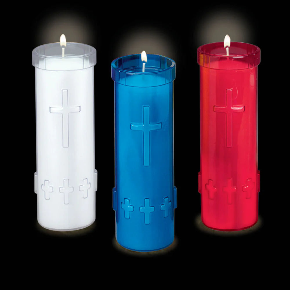 3-Day Devotional Candle in Ruby, Clear or Blue Containers - Case of 48 ...
